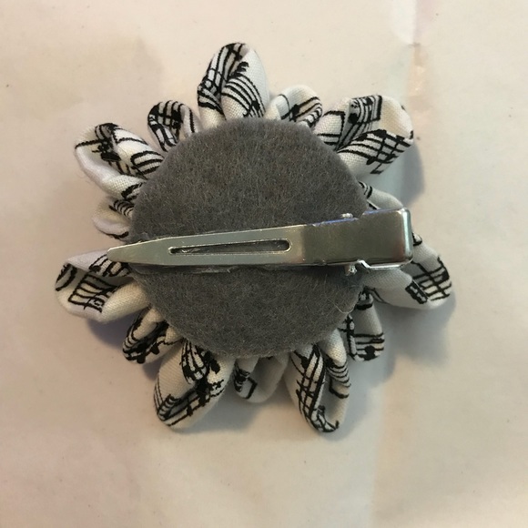 Accessories | Music Notes Fabric Flower Hair Clip | Poshmark